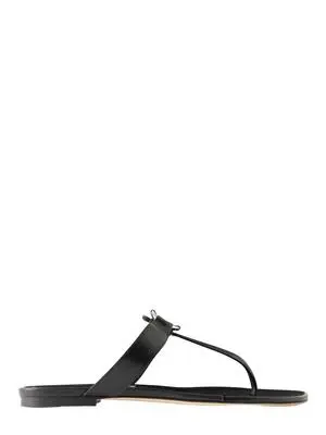 Manolo Blahnik Leather Thong Sandals With Buckle Detail - Black