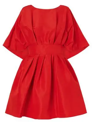 Carolina Herrera Pleated Silk-faille Mini Dress - Red