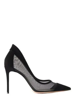 GIANVITO ROSSI Mesh-trimmed Suede Pumps - Black