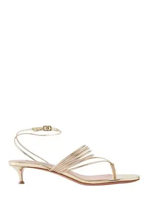 AQUAZZURA Solare 30 Metallic Leather Thong Sandals - Nude