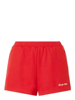 SPORTY  RICH Sporty & Rich Logo-embroidered Jersey Shorts - Red