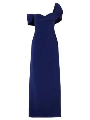 Carolina Herrera Off-the-shoulder Draped Crepe Maxi Dress - Blue
