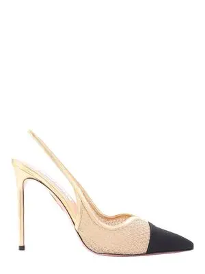 AQUAZZURA Leather-trimmed Mesh And Grosgrain Slingback Pumps - Nude