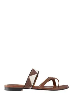 Manolo Blahnik Manolo Blahnik Wavy Pattern Flat Sandals Brown