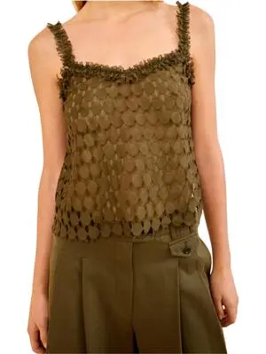 Ulla Johnson Francoise Lace Tank Top - Pine Color