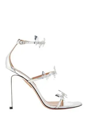 AQUAZZURA Embellished Metallic Leather Stiletto Sandals - No