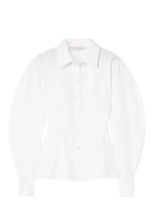 Carolina Herrera Puff Sleeve Cotton Poplin Shirt - White