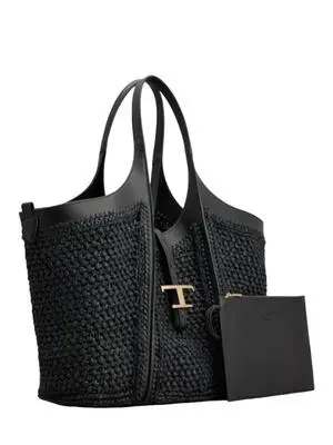 TOD'S Tod's Timeless Woven Tote Bag Black