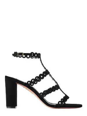 AQUAZZURA Suede Cutout Sandals - Black