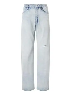 Auralee Distressed Wide-leg Jeans - White