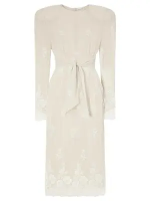Magda Butrym Lace-trimmed Crepe Midi Dress - White