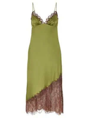 Staud Lace Paneled Midi Dress - Green