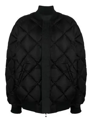 Wardrobe.NYC Quilted Shell Bomber Jacket - Black