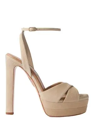AQUAZZURA Aquazzura Divine Plateau 130 Suede Platform Sandals
