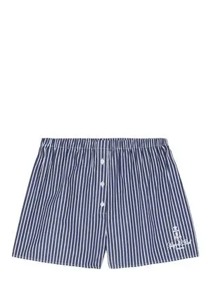SPORTY  RICH Sporty & Rich Striped Cotton Lounge Shorts - Blue