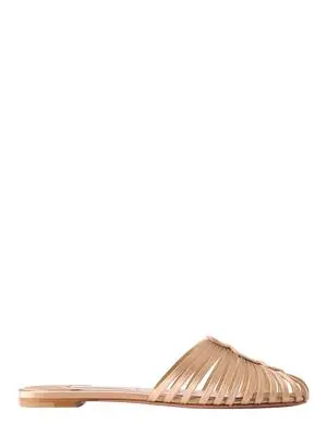 AQUAZZURA Woven Satin Flat Mules - No