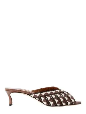 Manolo Blahnik Woven Leather Mules - Brown