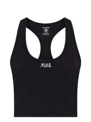 SPORTY  RICH Logo-print Racerback Sports Bra - Black
