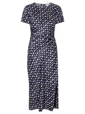 Staud Printed Short Sleeve Midi Dress - Black