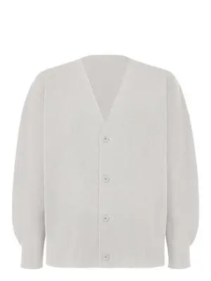 Issey Miyake Homme Plisse Issey Miyake Pleated Button Cardigan Light Gray