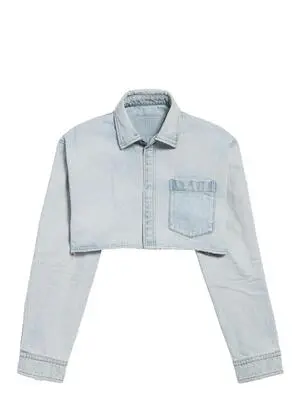 Balenciaga Cropped Distressed Shirt - Light Blue