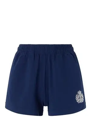 SPORTY  RICH Sporty & Rich Logo-embroidered Cotton-jersey Shorts - Blue