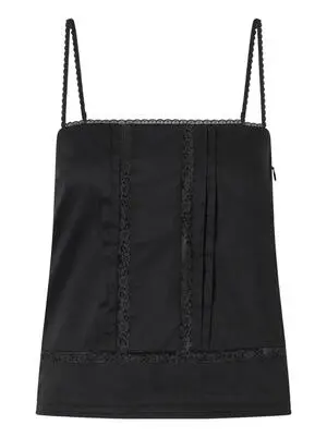Staud Staud Corinna Lace-Trimmed Cotton Top Black