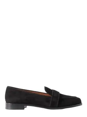 AQUAZZURA Grosgrain Trimmed Loafers In Suede