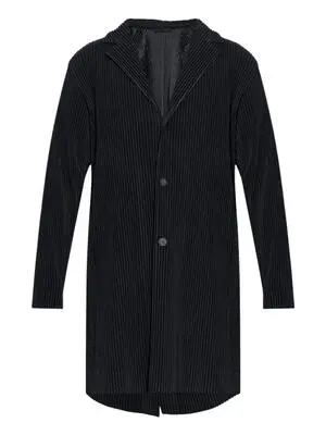 Issey Miyake Button-fastening Pleated Coat - Black