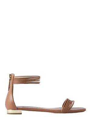 AQUAZZURA Leather Ankle Strap Sandals With Gold Tone Heel - Brown