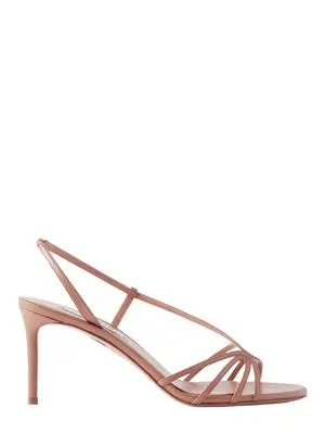 AQUAZZURA Talk To Me 75 Metallic Leather Slingback Sandals - Pink