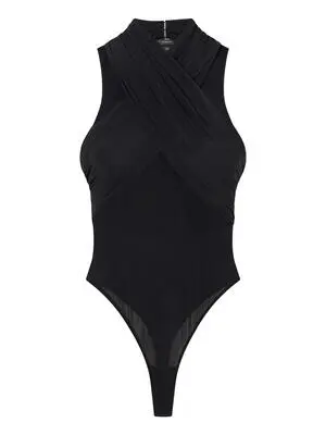 Wardrobe.NYC Halter Cross Sleeveless Bodysuit - Black