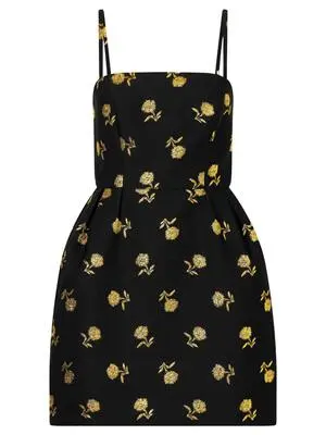 Carolina Herrera Embroidered Jacquard Mini Dress - Black
