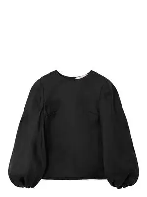 Carolina Herrera Silk Crew Neck Shirt With Flowy Sleeves - Black