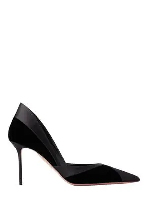 AQUAZZURA Velvet And Satin Pointed-toe Stiletto Pumps - Black