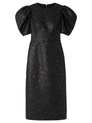 Carolina Herrera Sequined Puff Sleeve Dress - Black