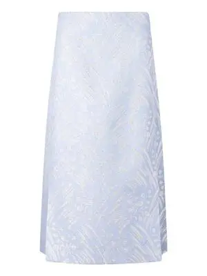 Tory Burch Floral Jacquard Metallic Midi Skirt - Blue