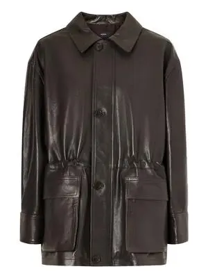 ARMA Arma Leather Utility Jacket With Pointed Collar Black