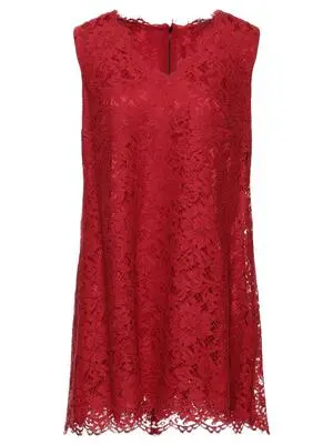 Dolce & Gabbana Lace V-neck Sleeveless Dress - Red