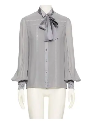 Valentino Garavani Long Sleeve Bow Collar Blouse - No