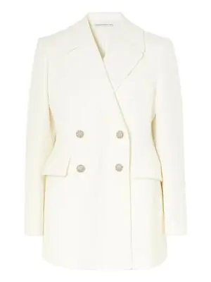 Alessandra Rich Double-breasted Wool Blazer With Peak Lapels - White