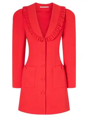 Alessandra Rich Ruffled Cady Mini Dress - Red