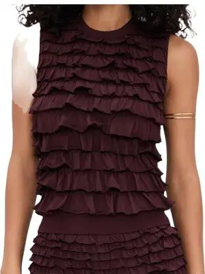 Ulla Johnson Sleeveless Ruffled Vest - Claret