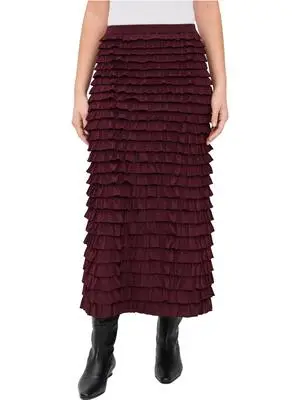 Ulla Johnson Layered Ruffle Midi Skirt - Claret