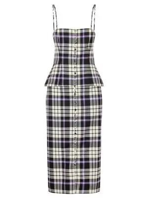 Carolina Herrera Checked Wool-blend Midi Dress - Gray