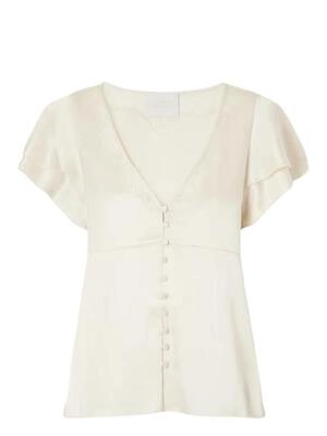 Citizens Of Humanity Lola Flutter Lace-trimmed Satin Blouse - Cream