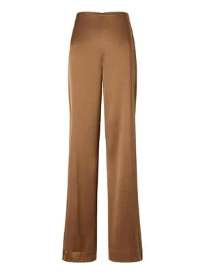 Staud Staud Silk-Blend Wide-Leg Pants Brown