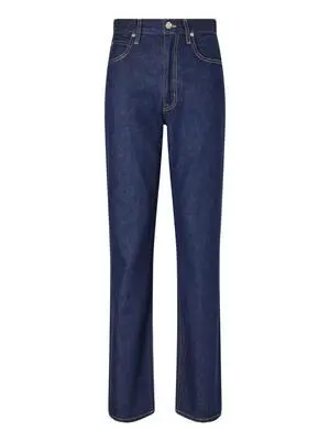 SLVRLAKE High Waist Straight Leg Jeans In Unwashed Raw Indigo - Blue
