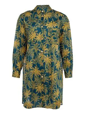 ERES ERES Tropical Print Long-Sleeve Mini Shirt Dress