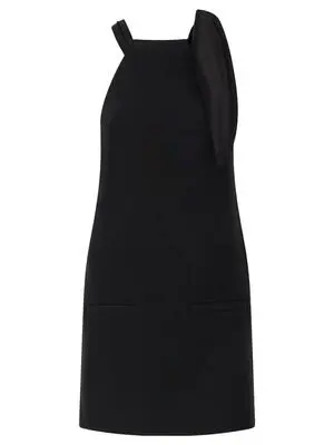 COURREGES Logo-detail A-line Mini Dress - Black